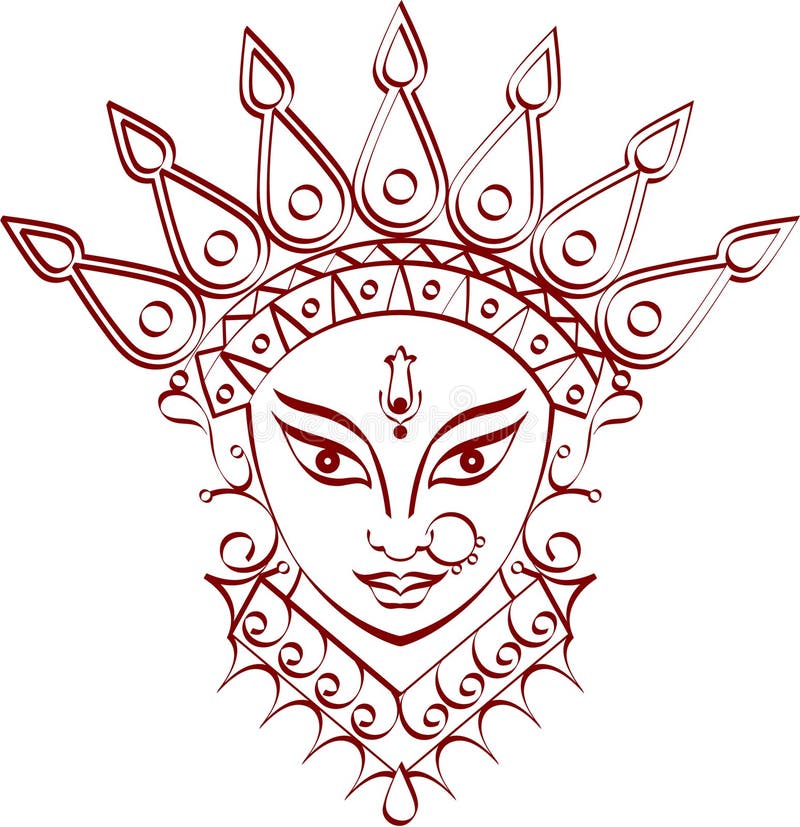 Durga stock vector. Image of line, face, hinduism, design - 43820807