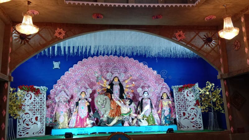 Durga Pratima in Durgapooja Pandle in Bengal. Stock Image - Image of ...
