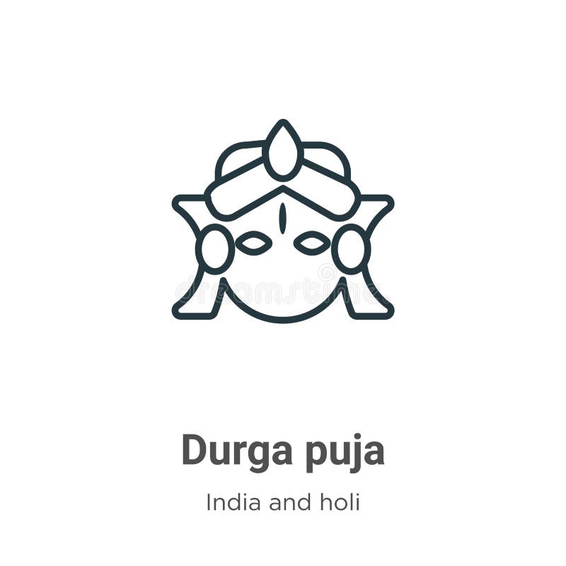 Durga Puja Outline Vector Icon. Thin Line Black Durga Puja Icon, Flat ...