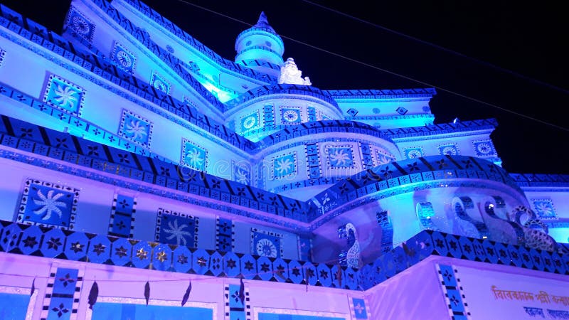 Durga Puja Pandal Nicely Decorated with Lights Stock Photo - Image of ...