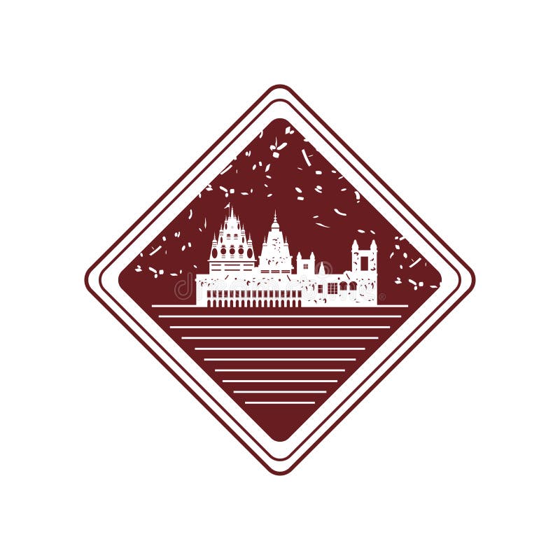 Durga temple label design stock illustration. Illustration of label ...