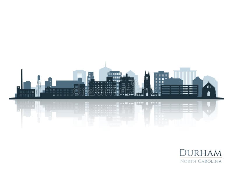 Durham Skyline Silhouette with Reflection. Stock Vector - Illustration ...