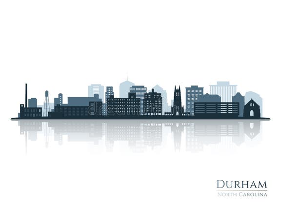 Durham Skyline Silhouette with Reflection. Stock Vector - Illustration ...
