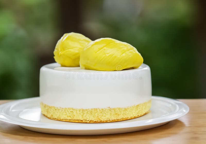 Durian cake on table stock illustration. Illustration of cream - 316144210