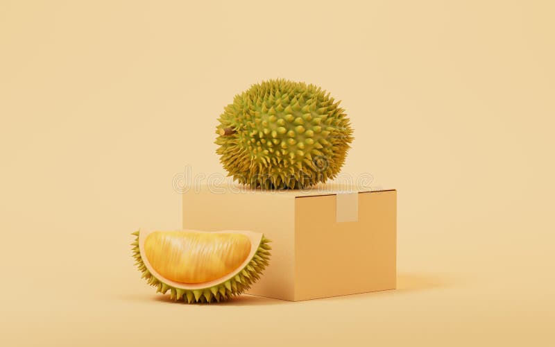 Durian with Cargo Box, 3d Rendering Stock Illustration - Illustration ...