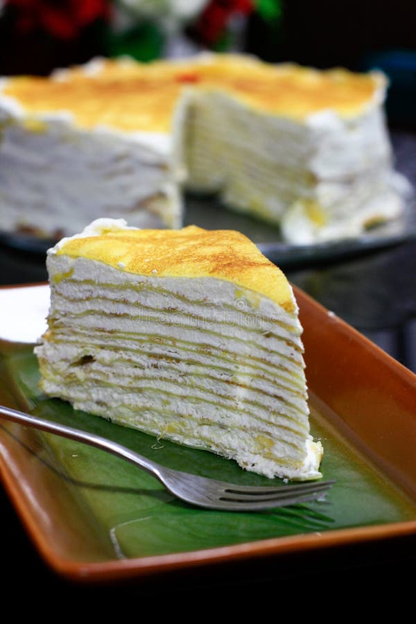Durian crepe layer cake stock image. Image of crepe, milk - 60232863