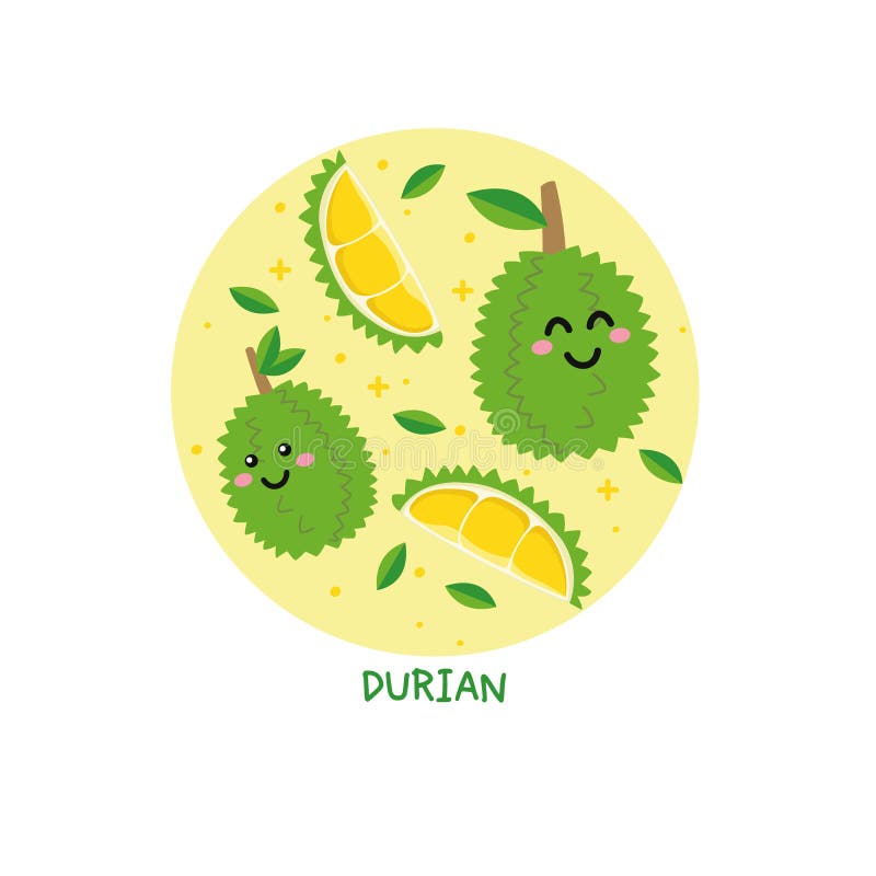 Durian Packaging Design, Cute Durian Stickers Design. Stock ...