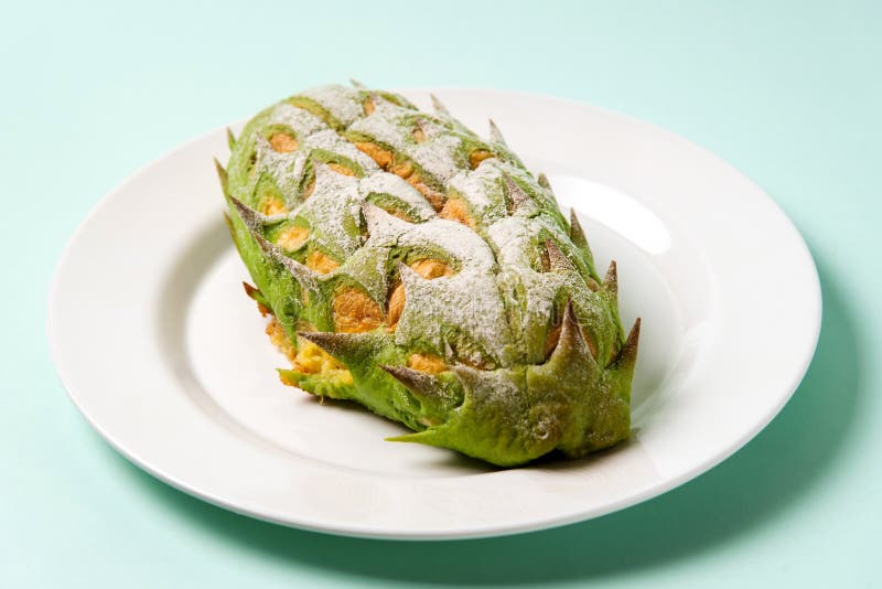 Durian Shaped Fruit Bread on a Plate Stock Image - Image of thailand ...