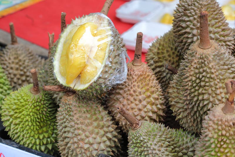 Durians display stock photo. Image of singapore, smell - 132919692