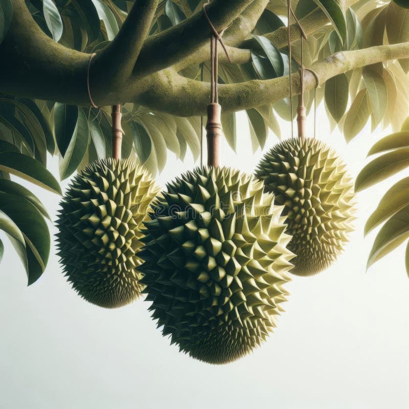 Durians Hanging on the Tree during Fruit Season Stock Illustration ...