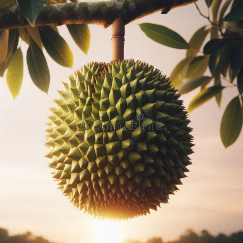 Durians Hanging on the Tree during Fruit Season Stock Illustration ...
