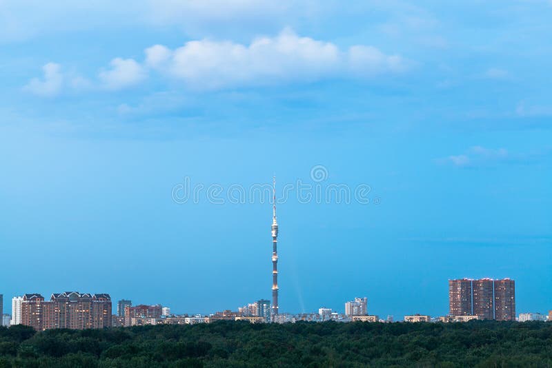 Durk Blue and Pink Dusk Sky Over City Stock Photo - Image of district ...