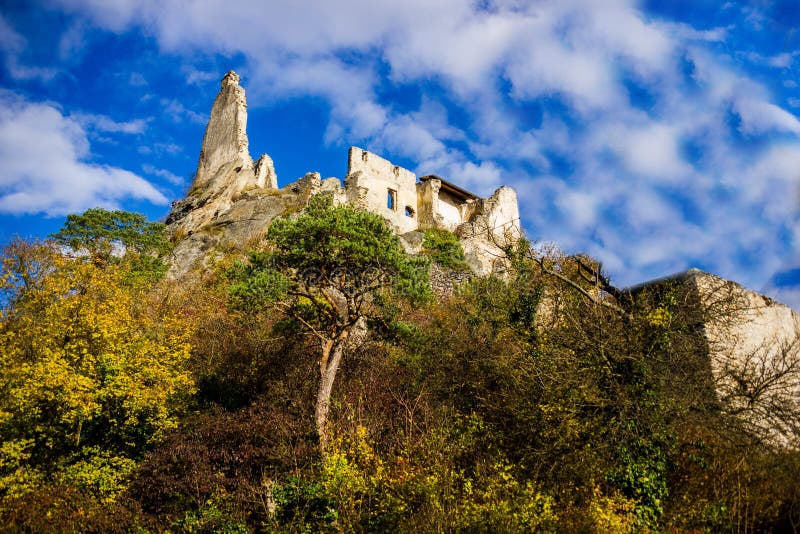 Durnstein castle. stock photo. Image of outdoor, autumn - 86114398