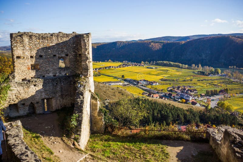 Castle of Durnstein with Vineyard Austria, Europe Stock Image - Image ...