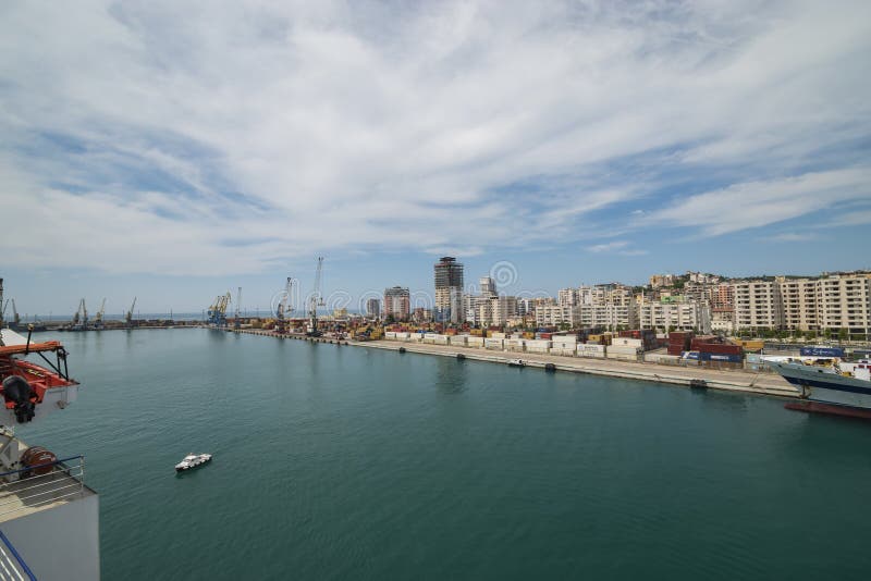 View of Durres Port editorial stock photo. Image of cruise - 157352263