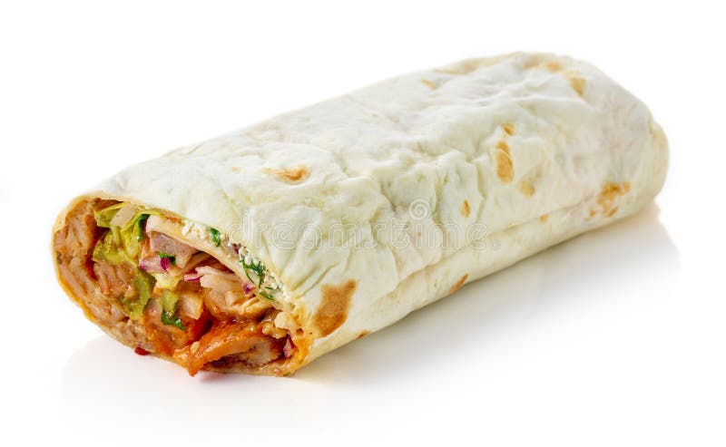 Durum Doner Kebap Isolated on White Stock Photo - Image of meat, greek ...