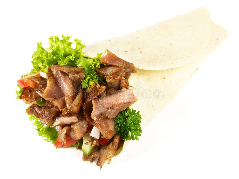 Durum Kebab Roll on White Background Stock Image - Image of fast ...