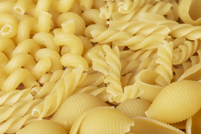 Durum Wheat Pasta of Various Shapes and Types Stock Photo - Image of ...
