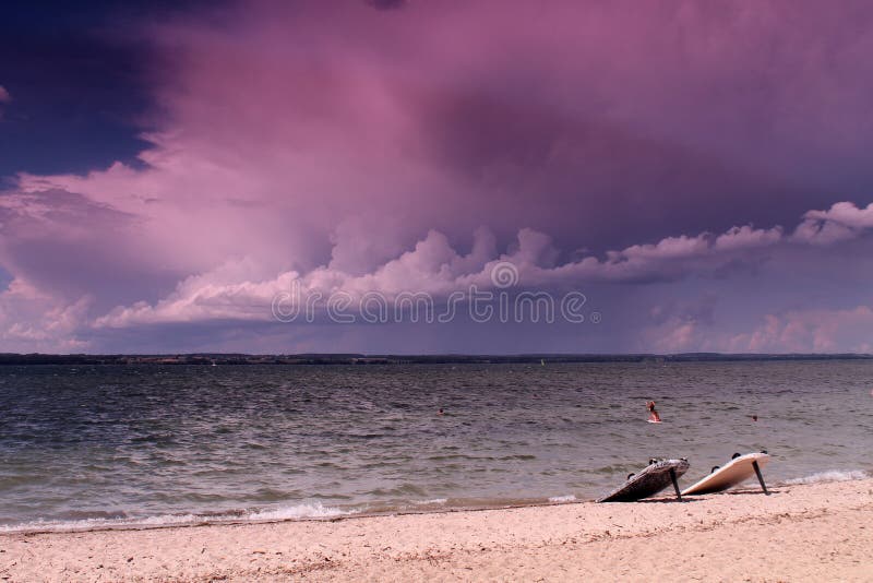 Dusia Lake Clouds Waves Sand Beach Stock Photo - Image of sand, beach ...