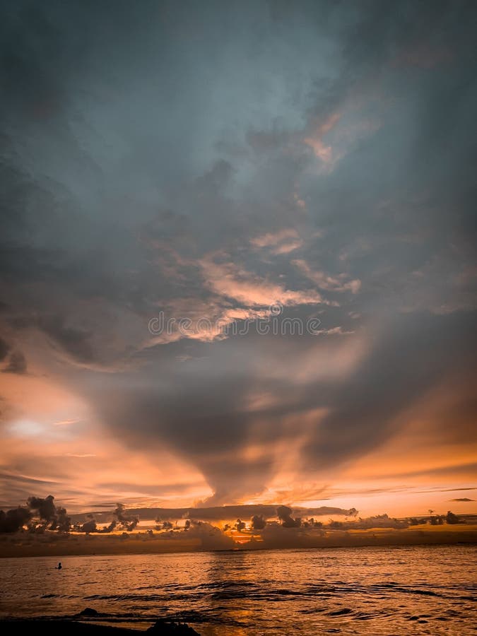 Dusk on the Beach, the Shadow of Makassar Indonesian Stock Photo ...