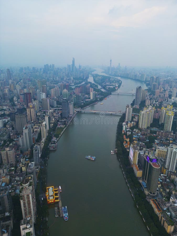 Dusk on Both Sides of the Pearl River Editorial Stock Photo - Image of ...