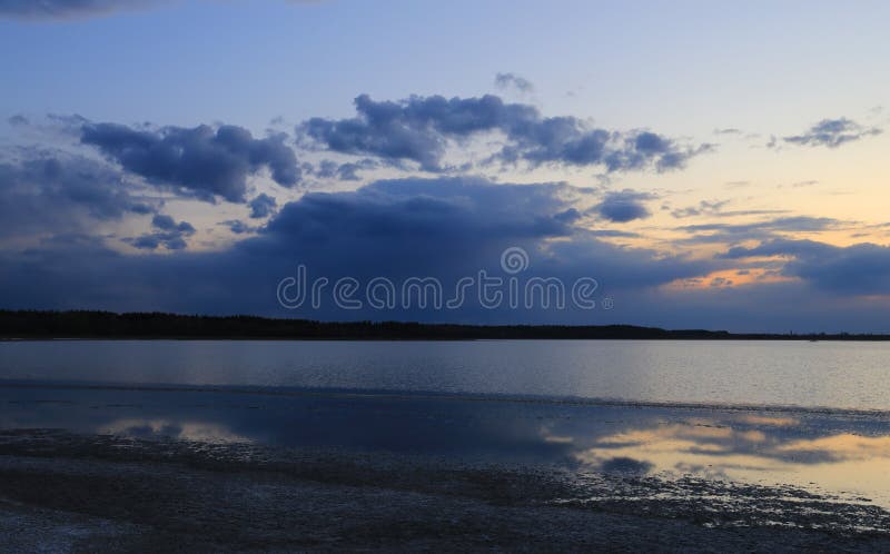 Dusk on lake stock photo. Image of lake, beautiful, night - 183389980