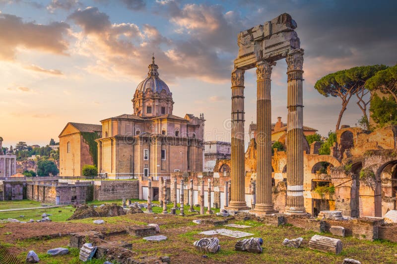 Dusk Light with Blue Sky on Ancient Rome Architecture Editorial Photo ...