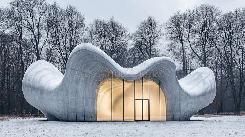 At Dusk, the Modern and Fluid Design of a Building S Architecture is ...