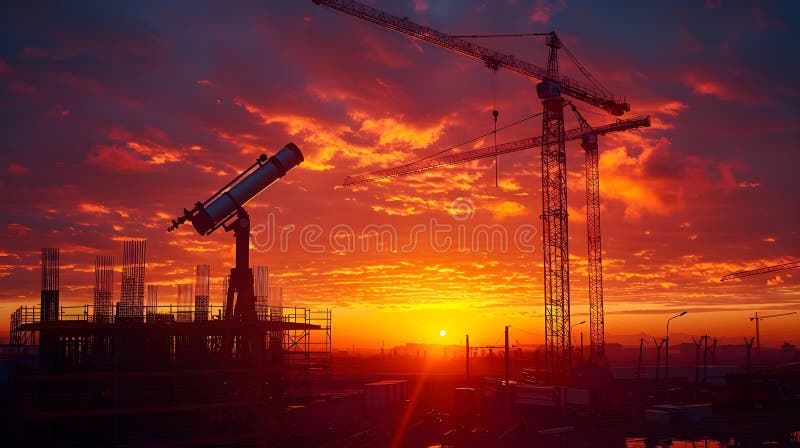 Dusk Over Development: Crane & Scope S Silhouette. Concept Architecture ...