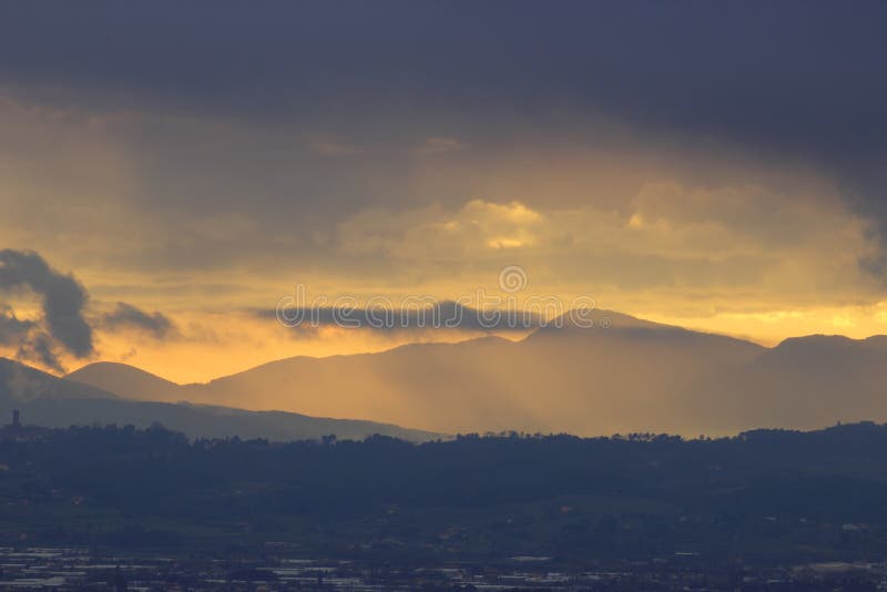 Dusk Over Montecatini in Italy Stock Photo - Image of mist, italy: 28956478
