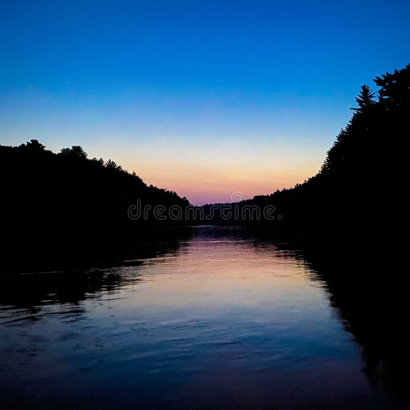 Dusk River Forest Sky Square Stock Image - Image of river, flat: 332681813