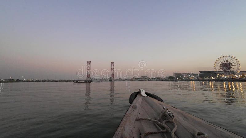 Dusk River View with Bridge and Ferris Wheel Stock Footage - Video of ...