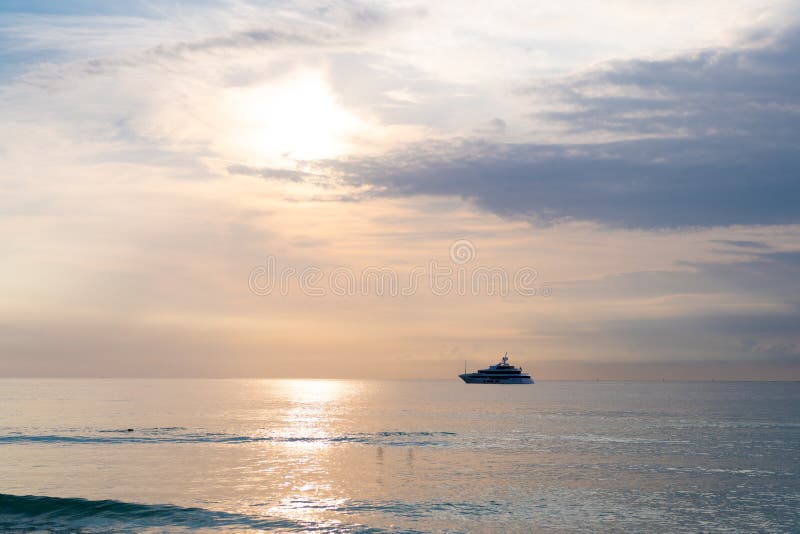 Dusk Sky in Summer Vacation Skyscape with Ship on Horizon Stock Photo ...