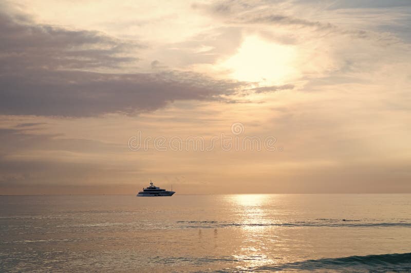 Dusk Sky in Summer Vacation Skyscape with Ship on Horizon Stock Photo ...