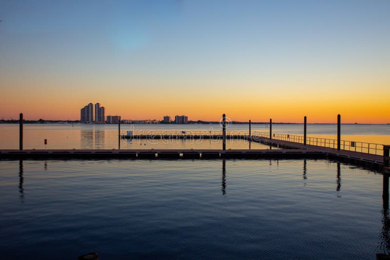 Dusk in southwest florida stock photo. Image of dock - 270585192