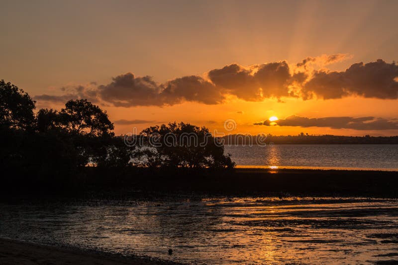 Dusk Sunset stock image. Image of river, ocean, morning - 60085593