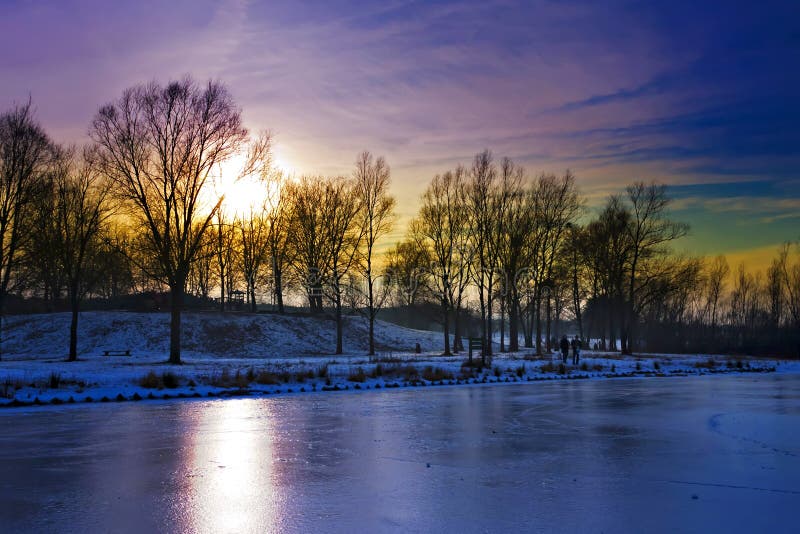 Dusk winter stock image. Image of cold, dusk, france - 17569397