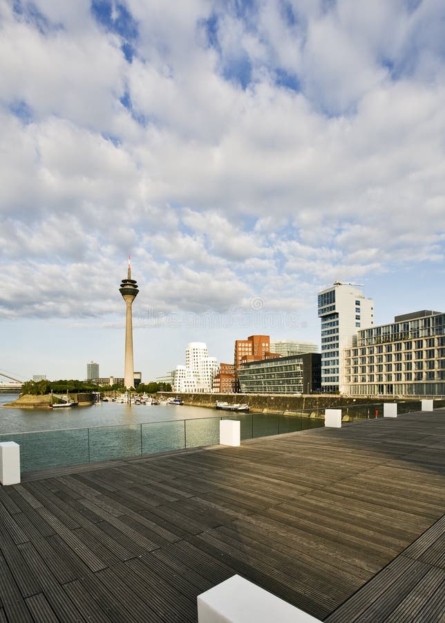Dusseldorf Media Harbor and Rhine Tower Stock Photo - Image of angle ...