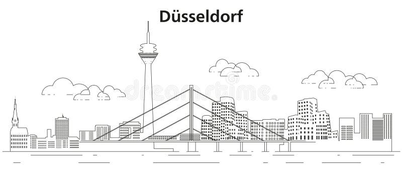 Dusseldorf Cityscape Line Art Vector Illustration Stock Vector ...