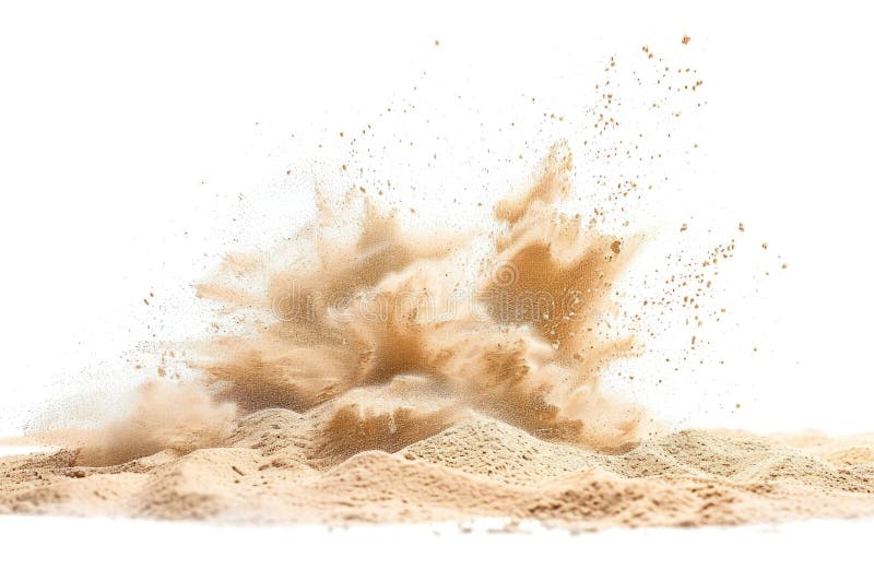 A Dust Cloud Emerging from a Pile of Sand. Suitable for Construction or Environmental Themes ...