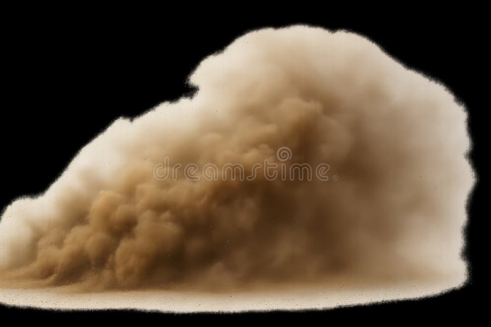 Dust Cloud Explosion on Black Background Abstract Sandstorm Effect ...