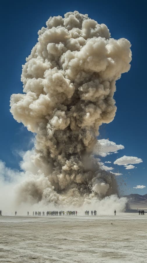 Dust Cloud Rises Dramatically from the Ground during an Explosion in a ...