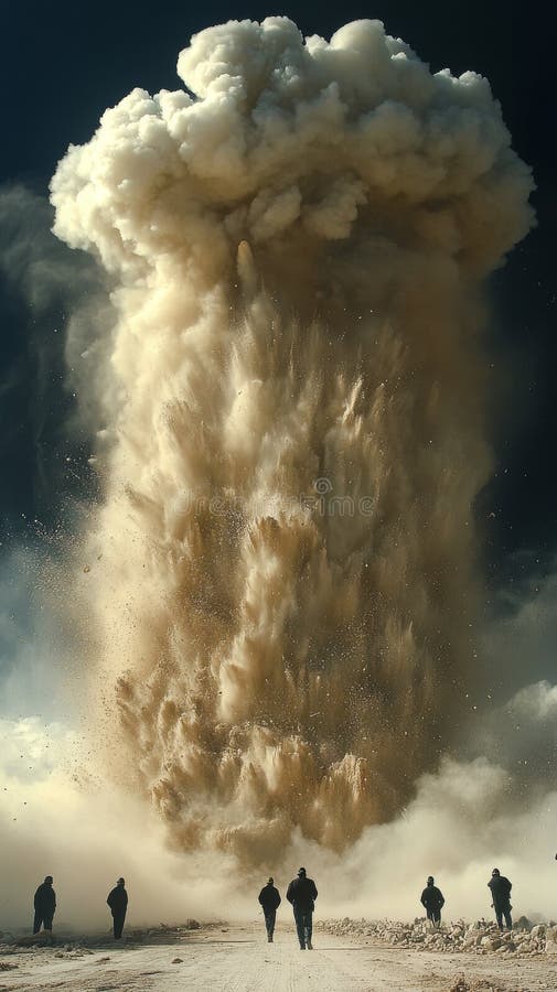 Explosion Cloud Rises Dramatically Ground Stock Photos - Free & Royalty ...