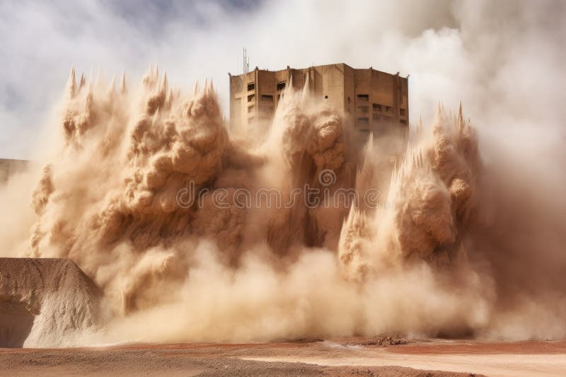 Dust Cloud Rising from Collapsed Structure Stock Illustration ...