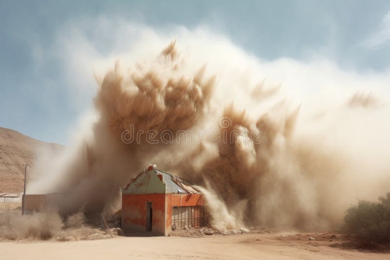 Dust Cloud Rising from Collapsed Structure Stock Illustration ...