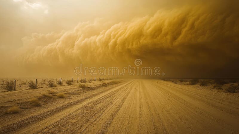 A Dust Cloud is Rolling Over a Dirt Road Stock Illustration ...