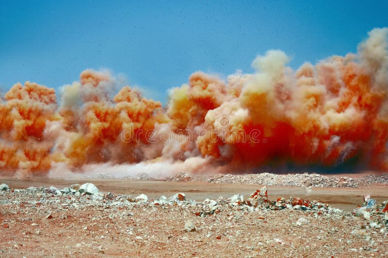 Dust Clouds and Debris after the Blasting Stock Image - Image of ...