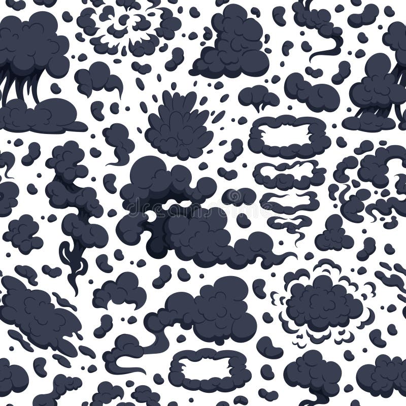 Dust Clouds Seamless Pattern. Comic Book Black Smoke Cloud. Steaming ...