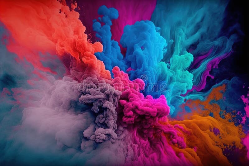 Dust Color Powder Exploding on Black Background Abstract Art Stock ...