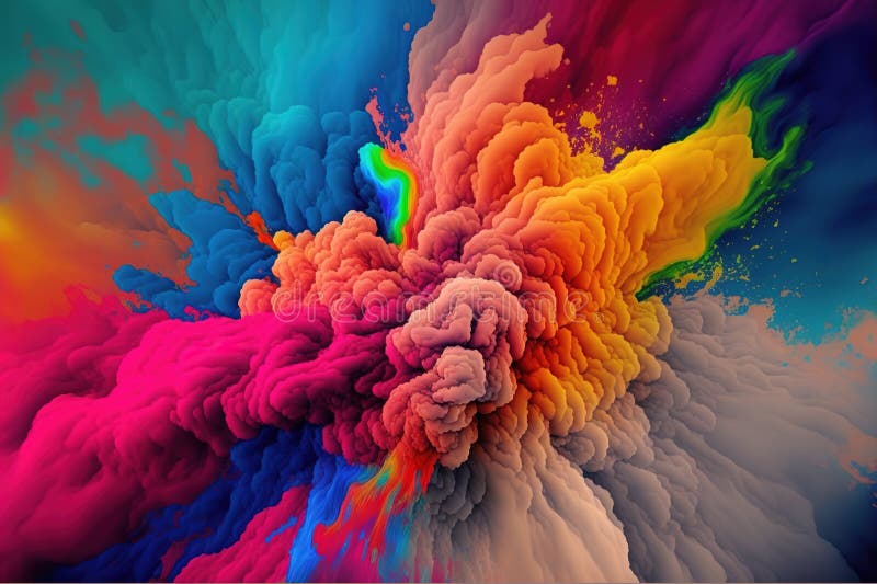 Dust Color Powder Exploding on Black Background Abstract Art Stock ...